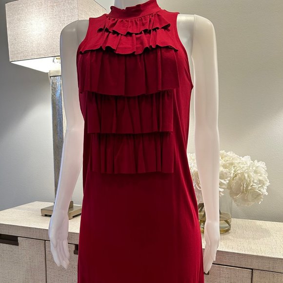 Michael Stars | Dresses | Michael Stars Sleeveless Ruffle Front Red ...